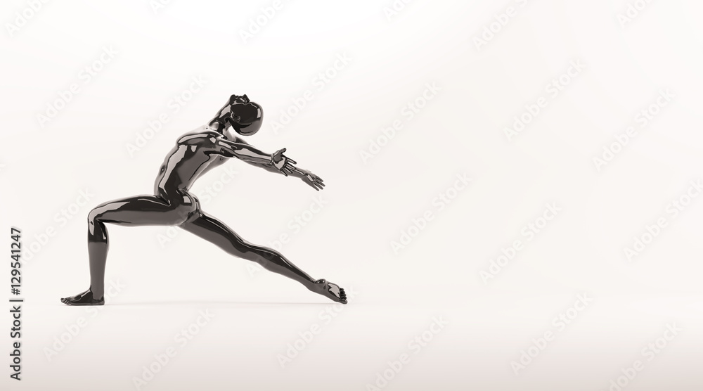 Abstract black plastic human body mannequin over white background ...