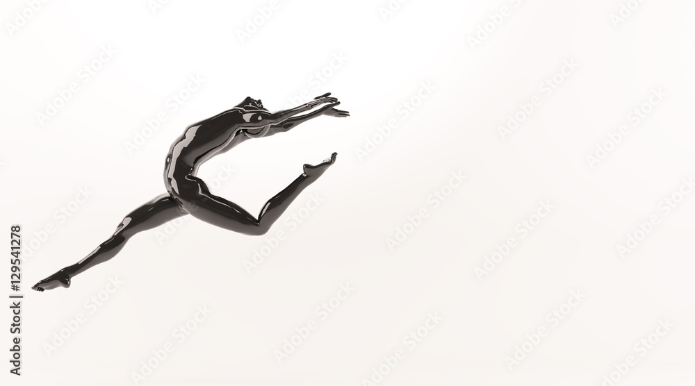 Abstract black plastic human body mannequin over white background ...