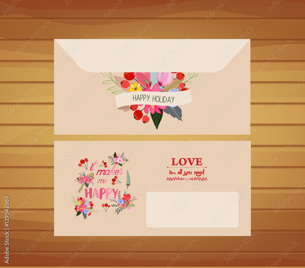 Template for decorative envelope with flower Stock Vector | Adobe Stock