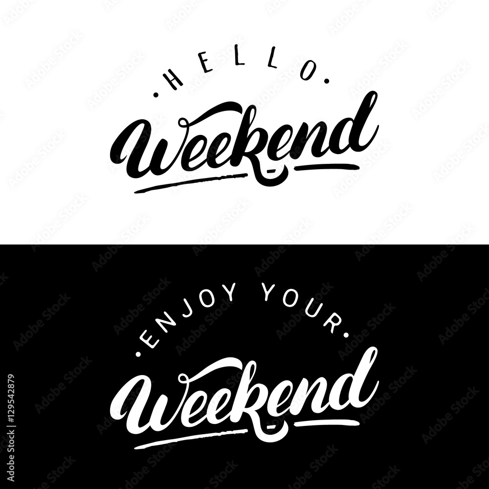 Set of weekend hand written lettering. Stock Vector | Adobe Stock