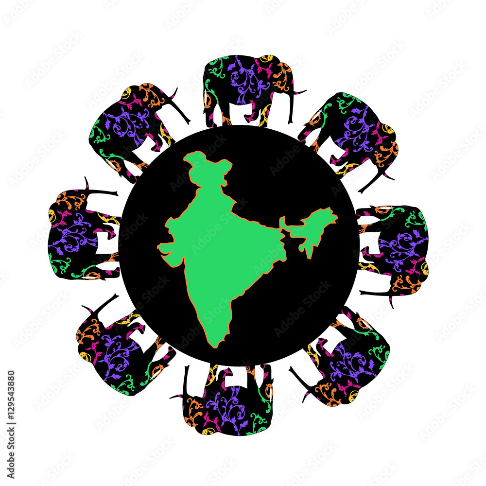 Map of India in the circle. Stock Vector | Adobe Stock