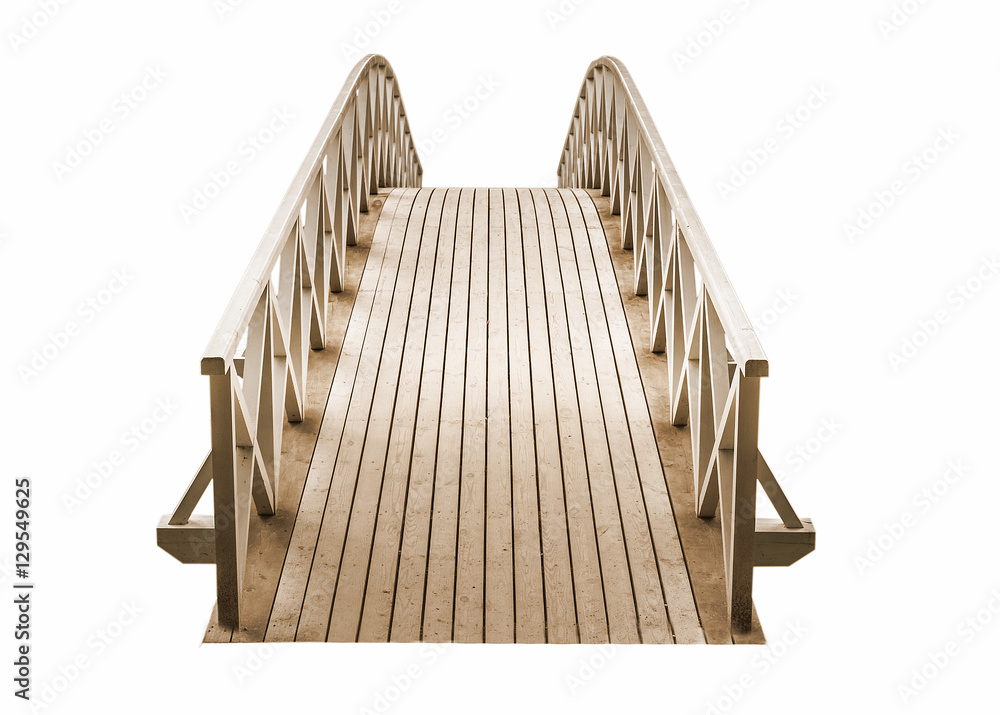 wooden Park foot bridge isolated on white background Stock Photo ...
