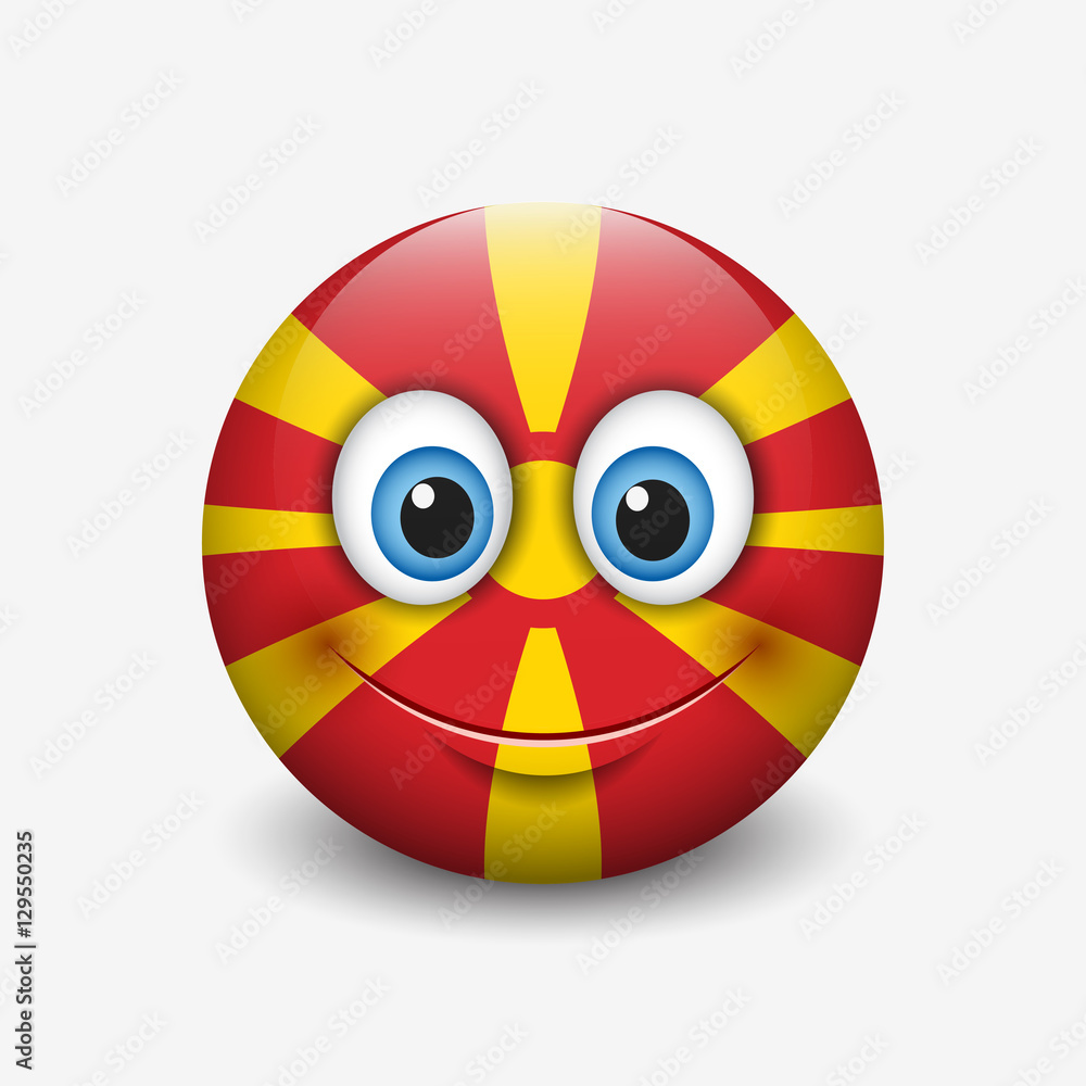 Cute emoticon isolated on white background with Republic of Macedonia ...