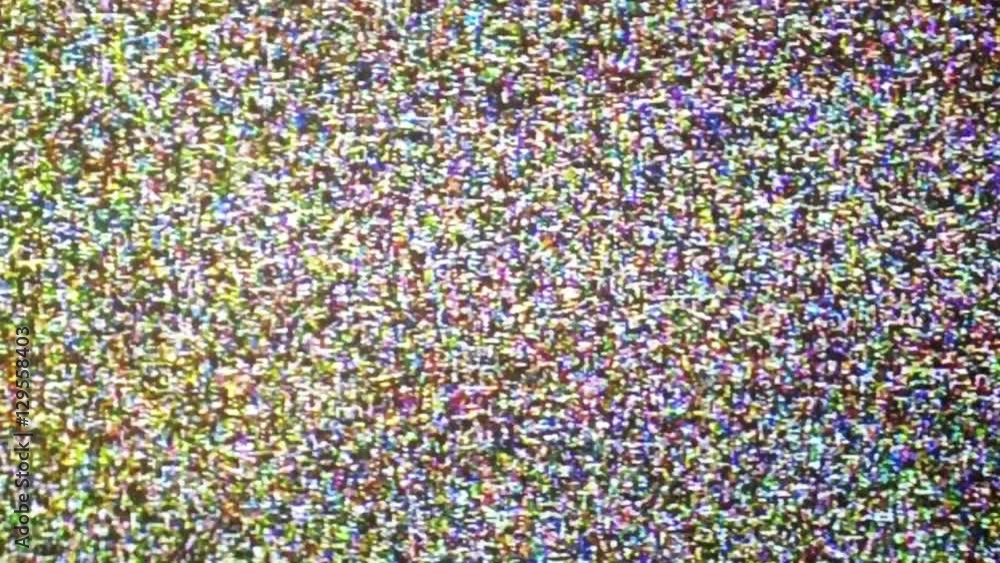 Retro VHS screen with white noise and flickering glitch. Great for a ...
