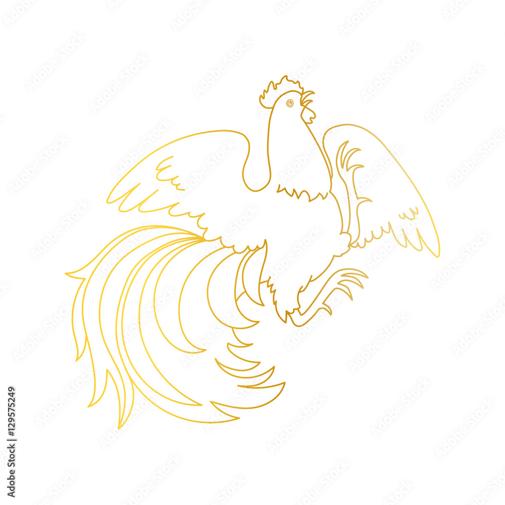 2017, the Year of the Fire Rooster in Chinese Horoscope. Gold colors ...