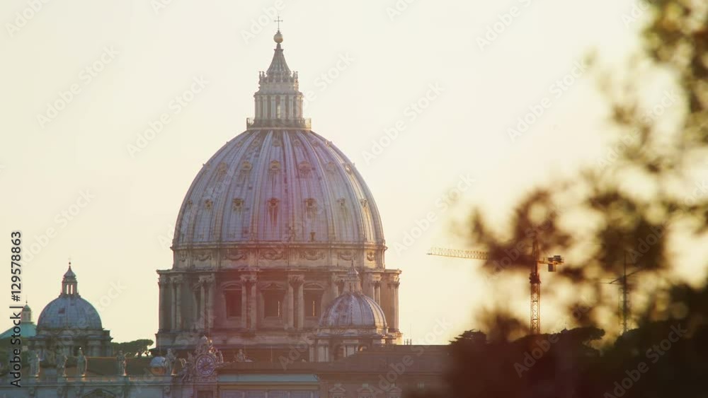 sunset views of St. Peter's Basilica in Rome: Vatican, Christianity, 4k ...