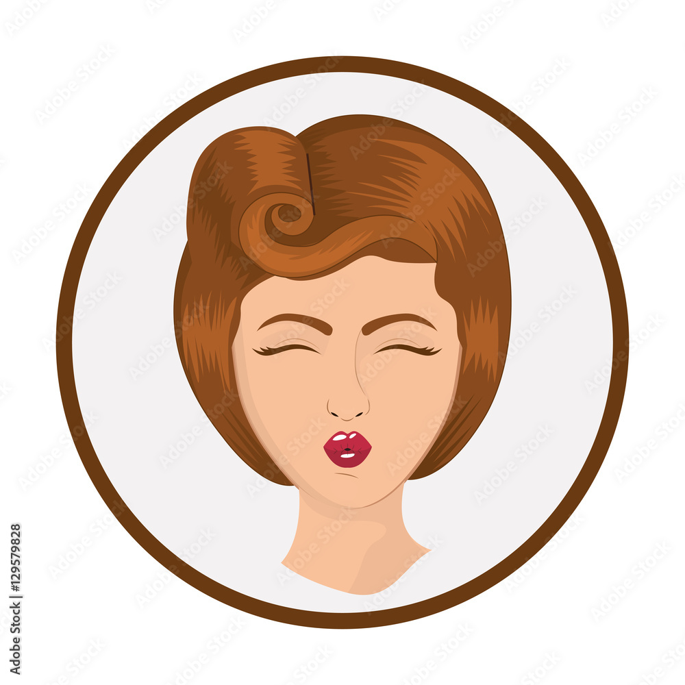 Retro woman icon. Girl vintage beautiful classic and fashion theme ...