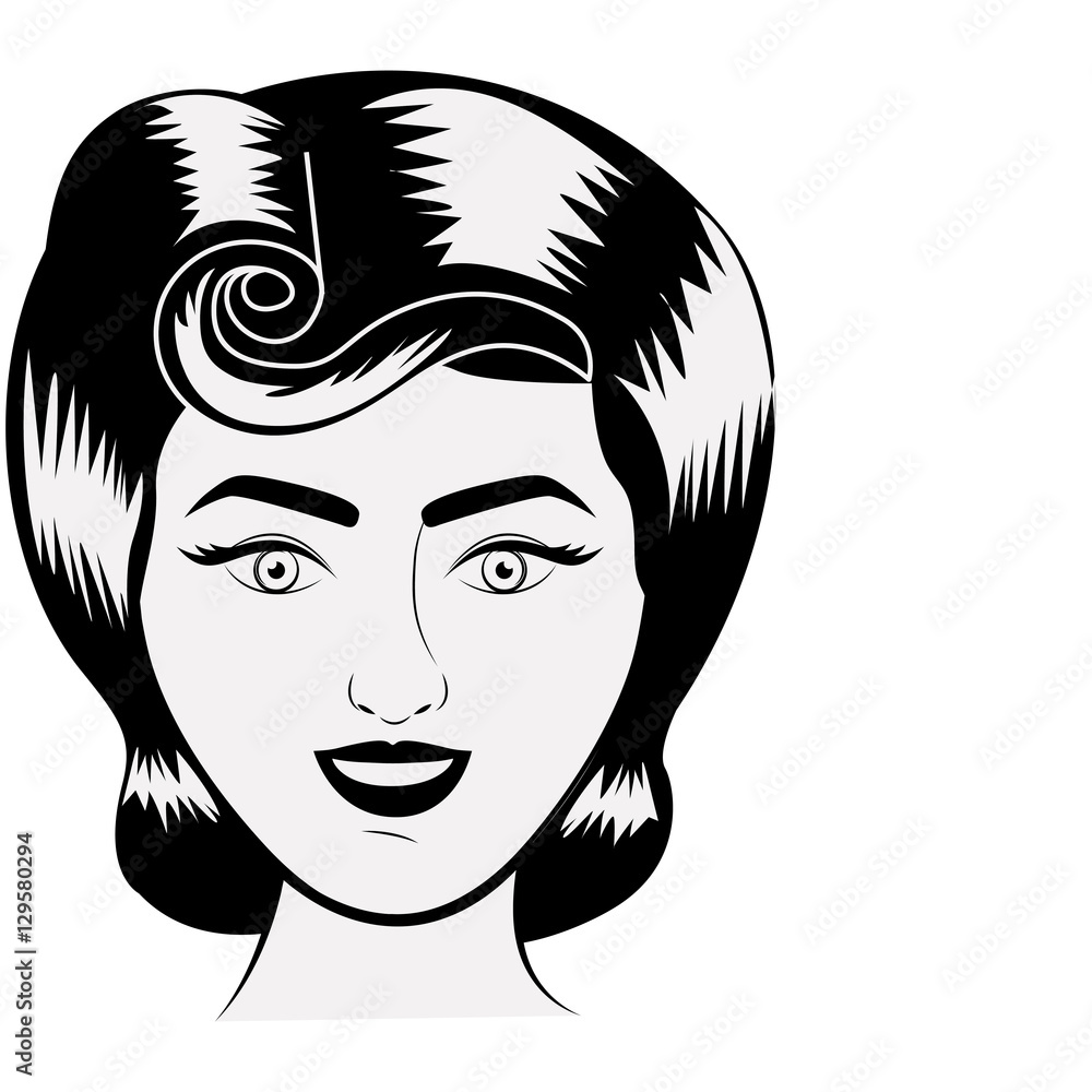 Retro woman icon. Girl vintage beautiful classic and fashion theme ...