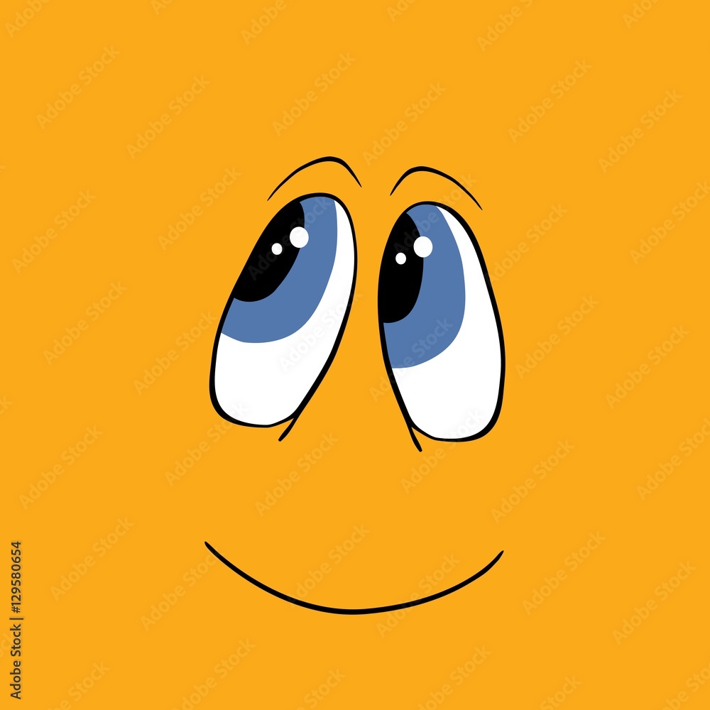 Smiling happy face over yellow background. Isolated Stock Vector ...