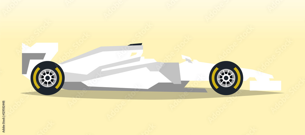 White racing bolide. Sports car. Quick transport. Powerful engine ...