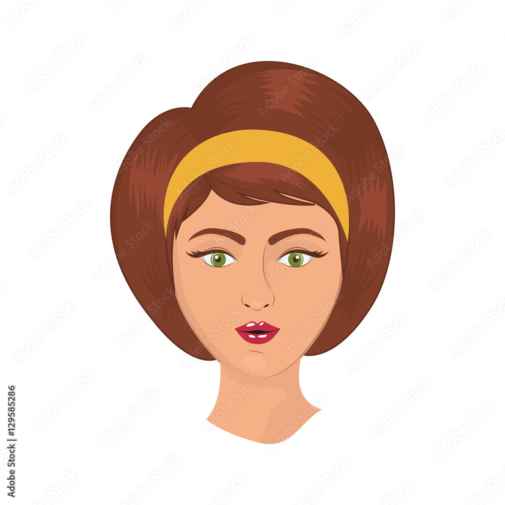 Retro woman cartoon icon. Girl vintage beautiful classic and fashion ...