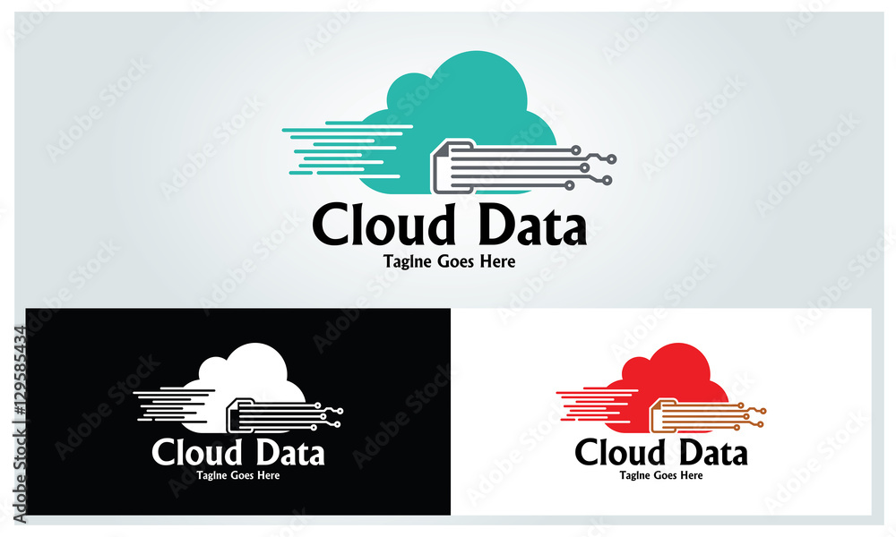 Cloud data logo design template ,Cloud tech logo design concept ,Vector ...