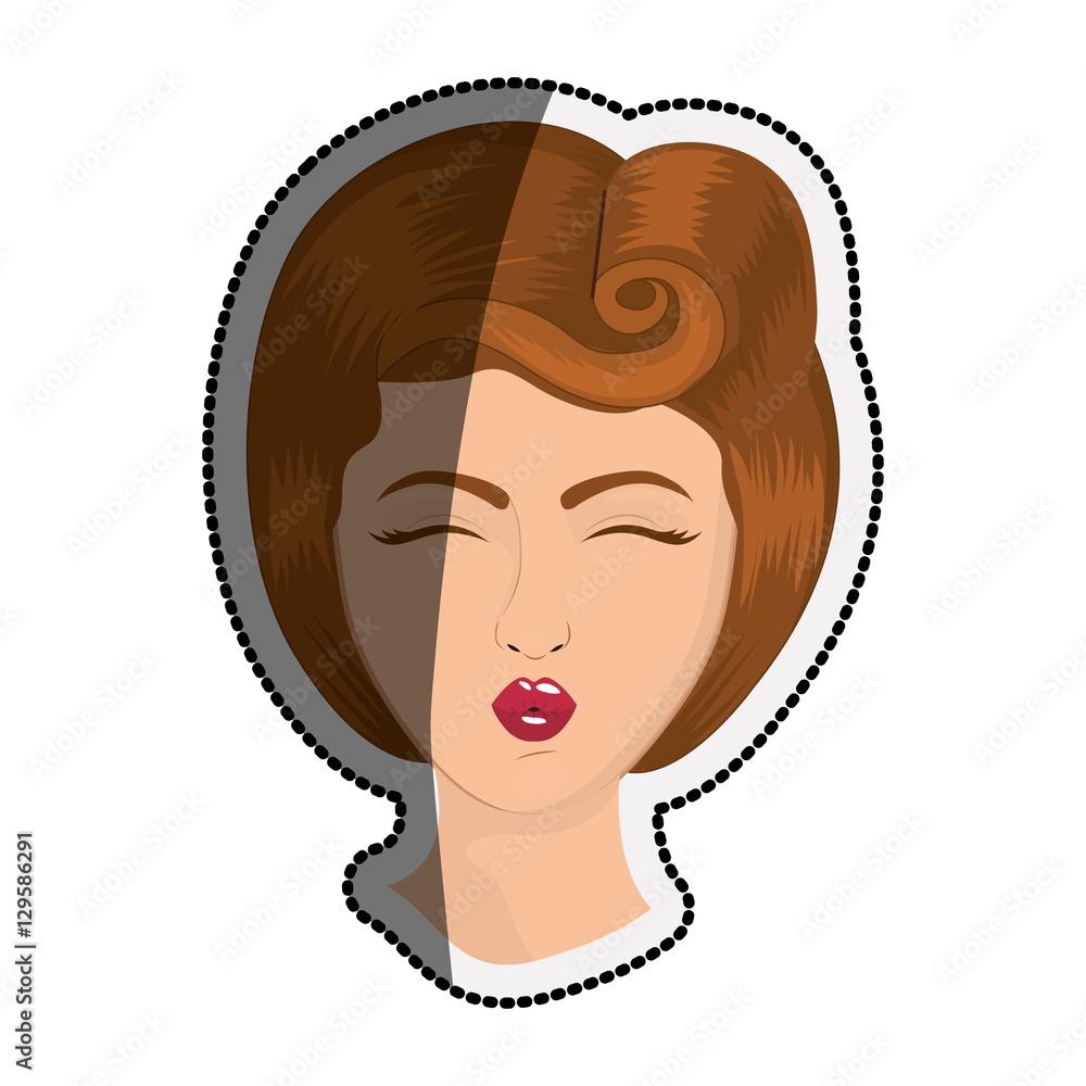 Retro woman cartoon icon. Girl vintage beautiful classic and fashion ...