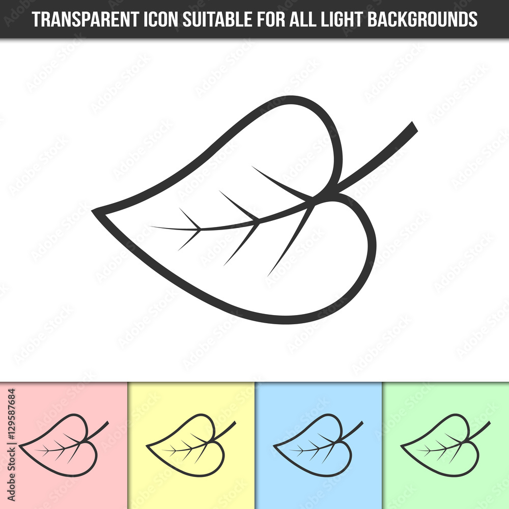 Simple outline transparent leaf icon on different types of light ...