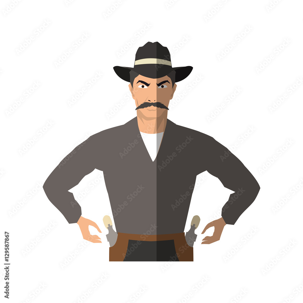 Cowboy cartoon icon. Man sheriff pop art and comic theme. Isolated ...