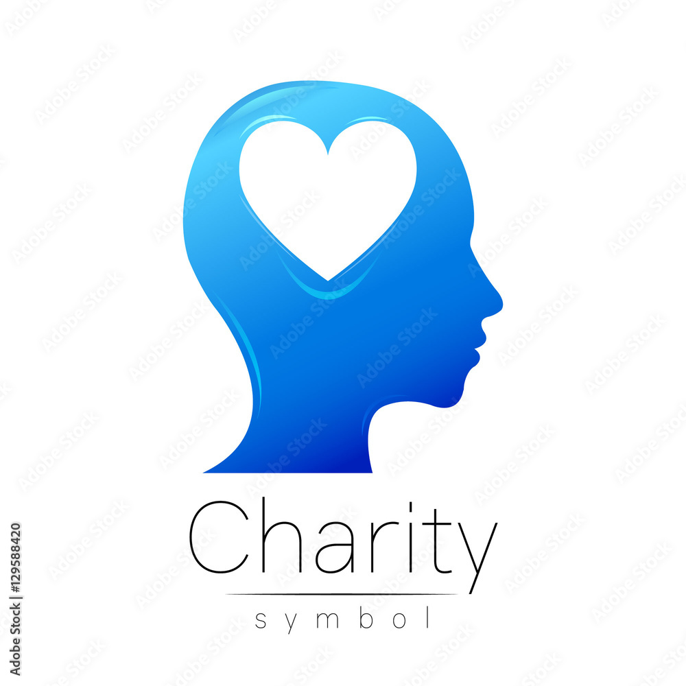 Vector illustration. Symbol of Charity. Sign head heart isolated on ...