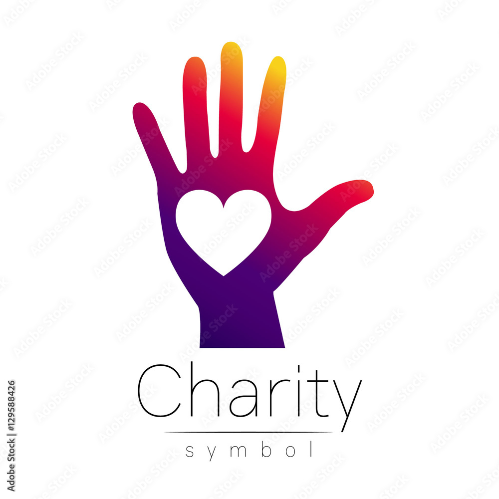 Vector illustration. Symbol of Charity. Sign hand heart isolated on ...