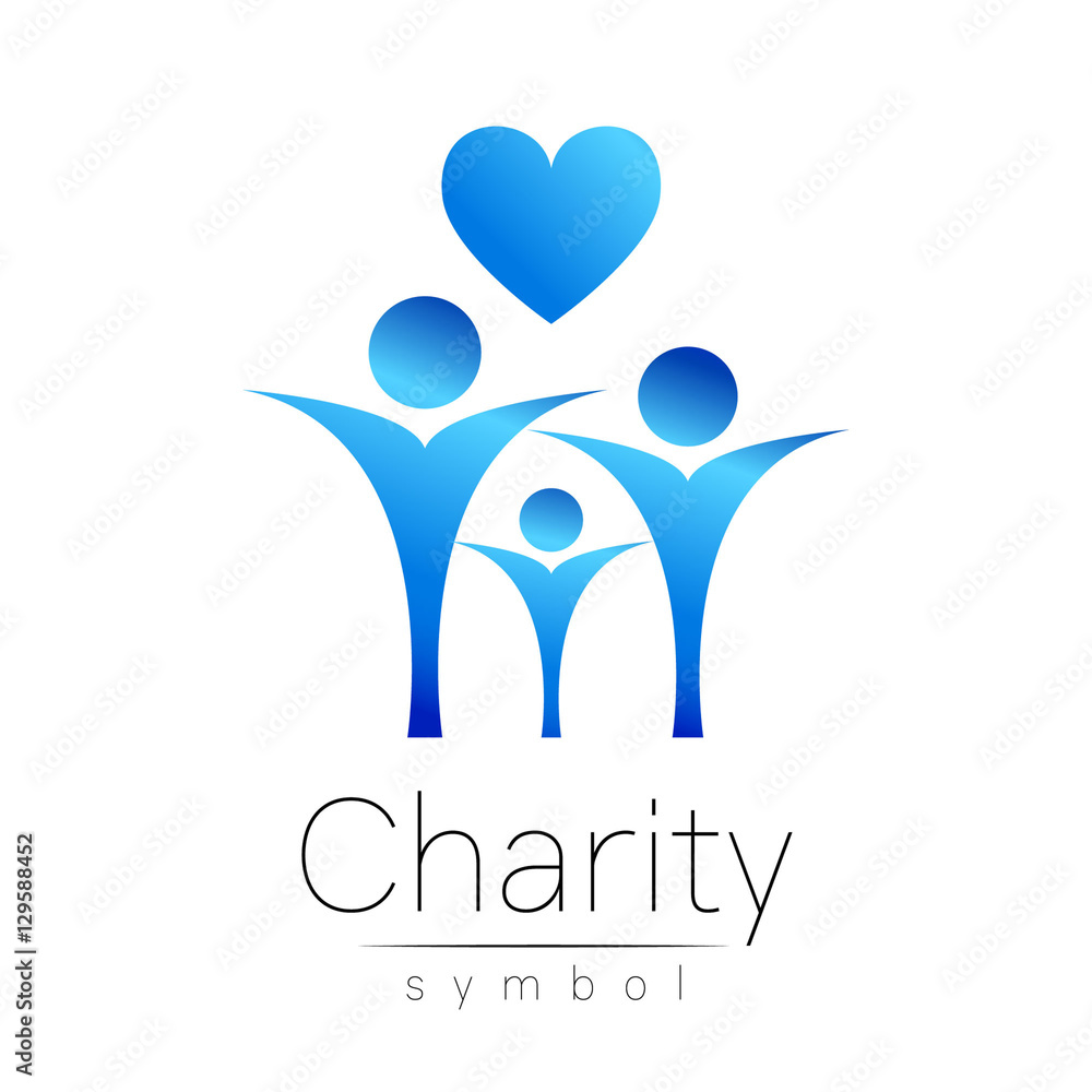 Vector illustration. Symbol of Charity.Sign people heart isolated on ...
