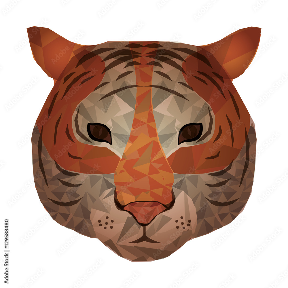 Polygonal tiger icon. Animal nature life and fauna theme. Isolated ...