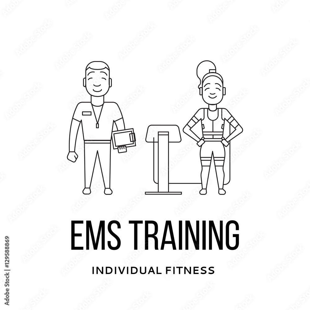 Ems training logo. Electric muscular stimulating fitness. Fitness ...
