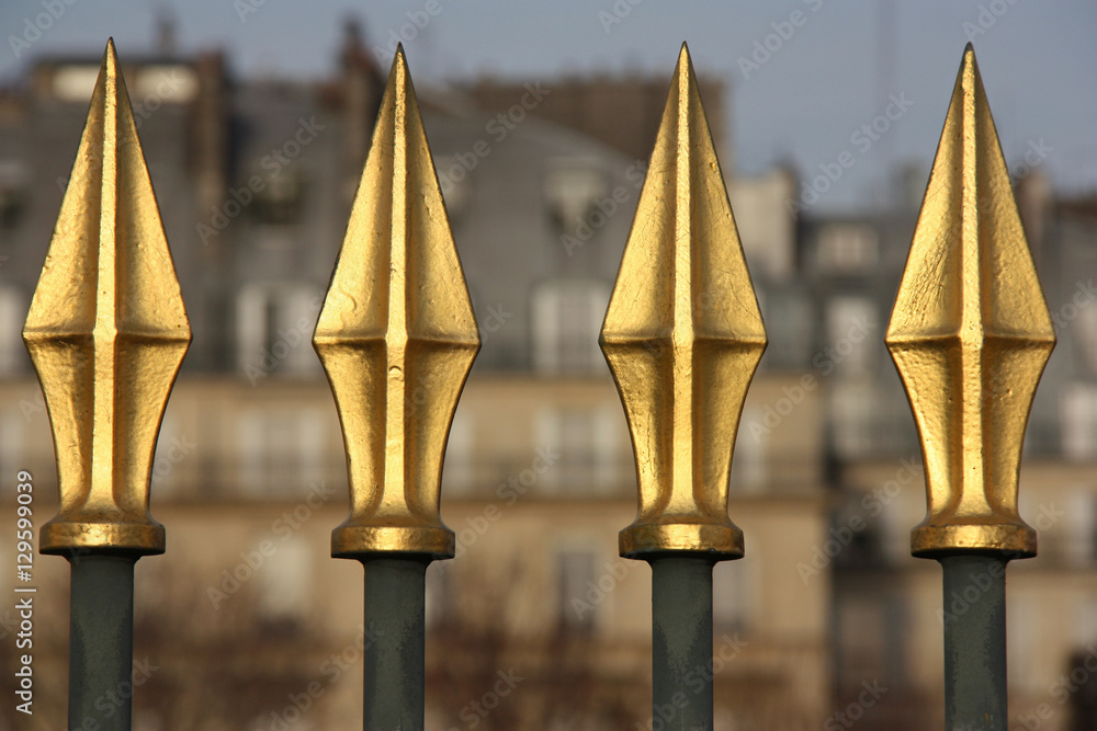 Grille à pointes dorées au Jardin des Tuileries à Paris, France Stock ...