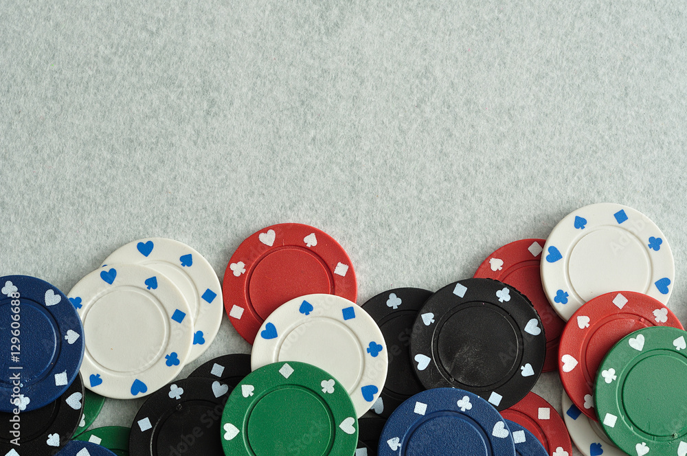 Poker chips forming a border with a white background Stock Photo ...