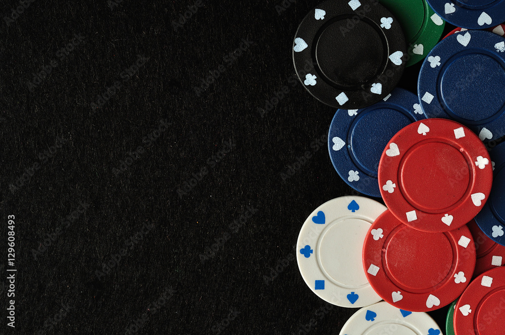 Poker chips forming a border with a black background Stock Photo ...