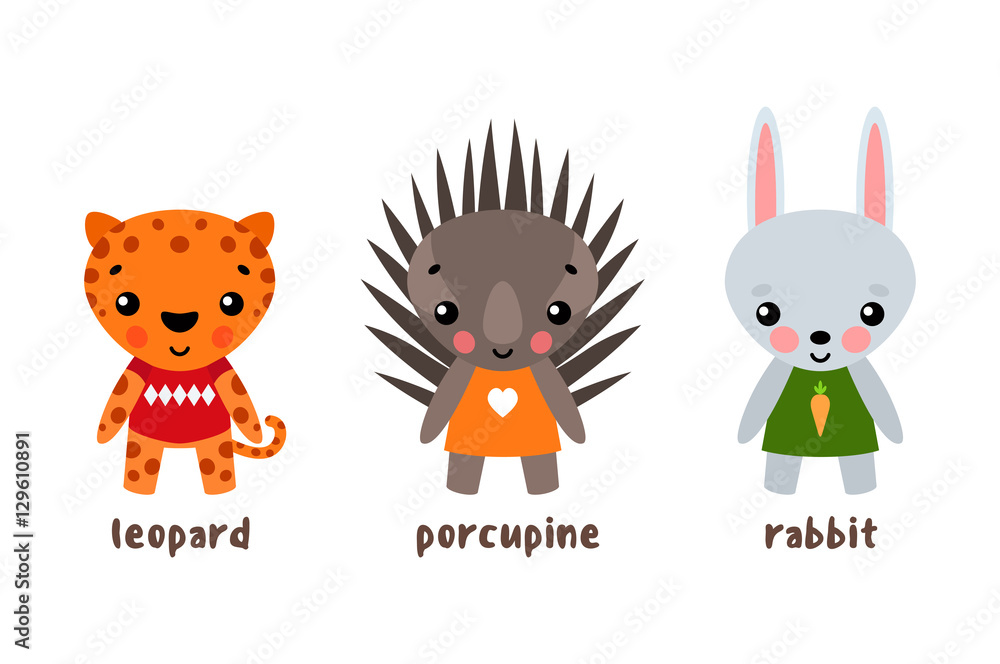 Vector cartoon zoo animals Stock Vector | Adobe Stock