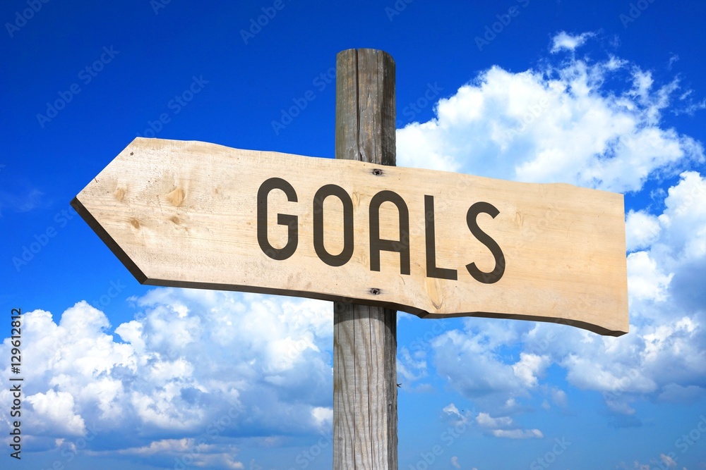 Goals - wooden signpost Stock Photo | Adobe Stock