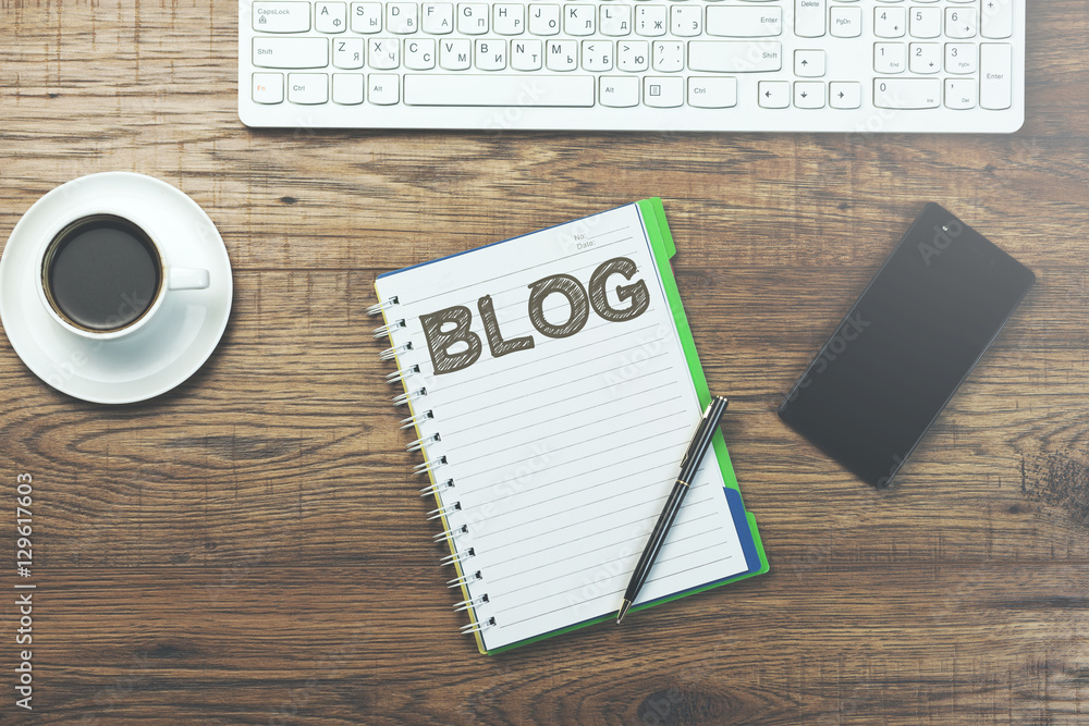 blog word on notepad and keyboard on desktop Stock Photo | Adobe Stock