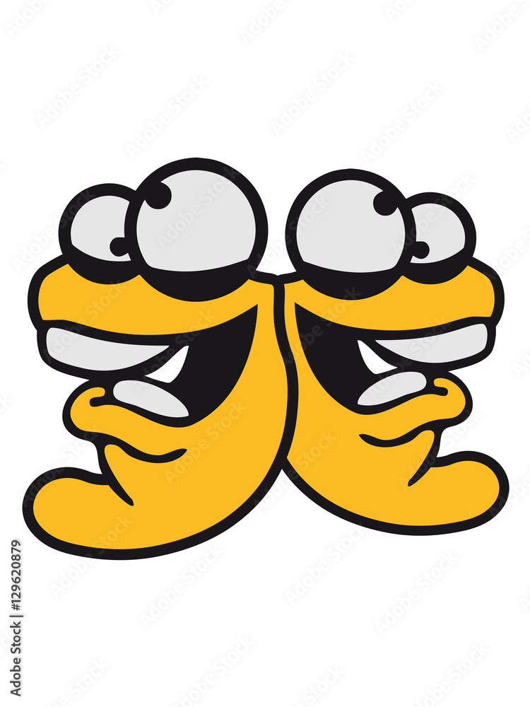 2 friends team party celebrate confused worm head creep crazy comic ...