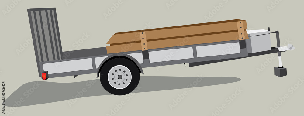 Stationary isolated equipment or utility trailer vector illustration on ...