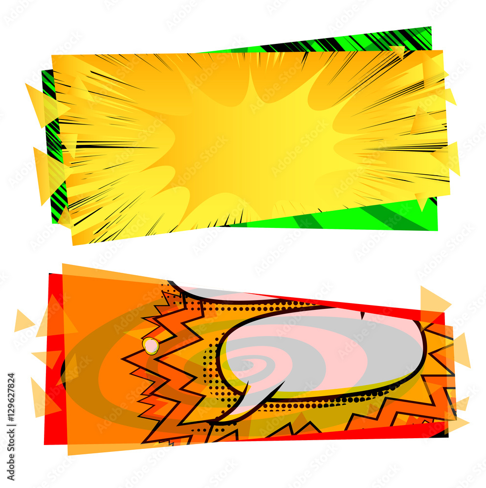 Vector banner with comic book effect on white background. Stock Vector ...