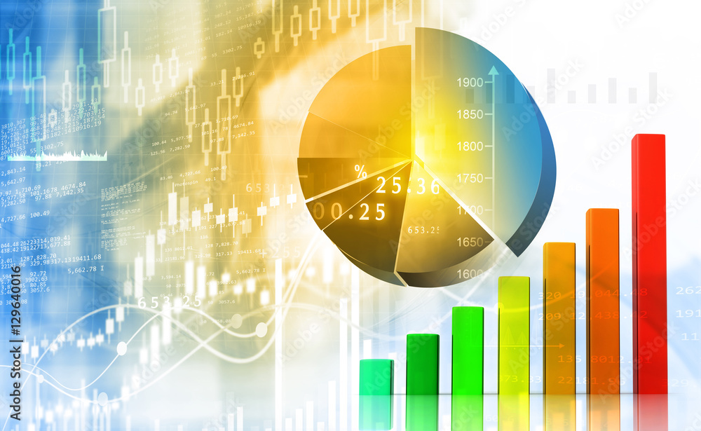 Financial chart and graphs background. Stock market anylis. 3d render ...