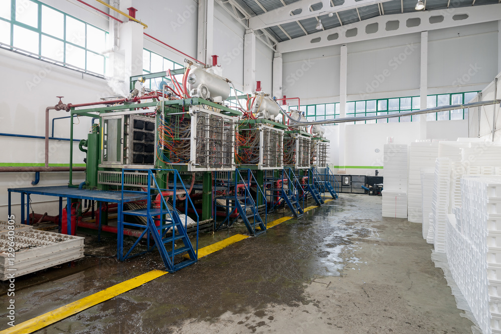an industrial workshop for the production of styrofoam shapes for ...