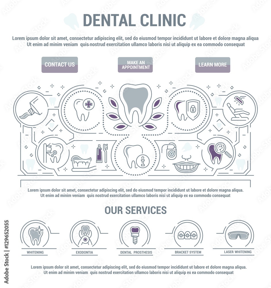 Vector flat graphic icon, line, contour, thin design. Dental, dentist ...