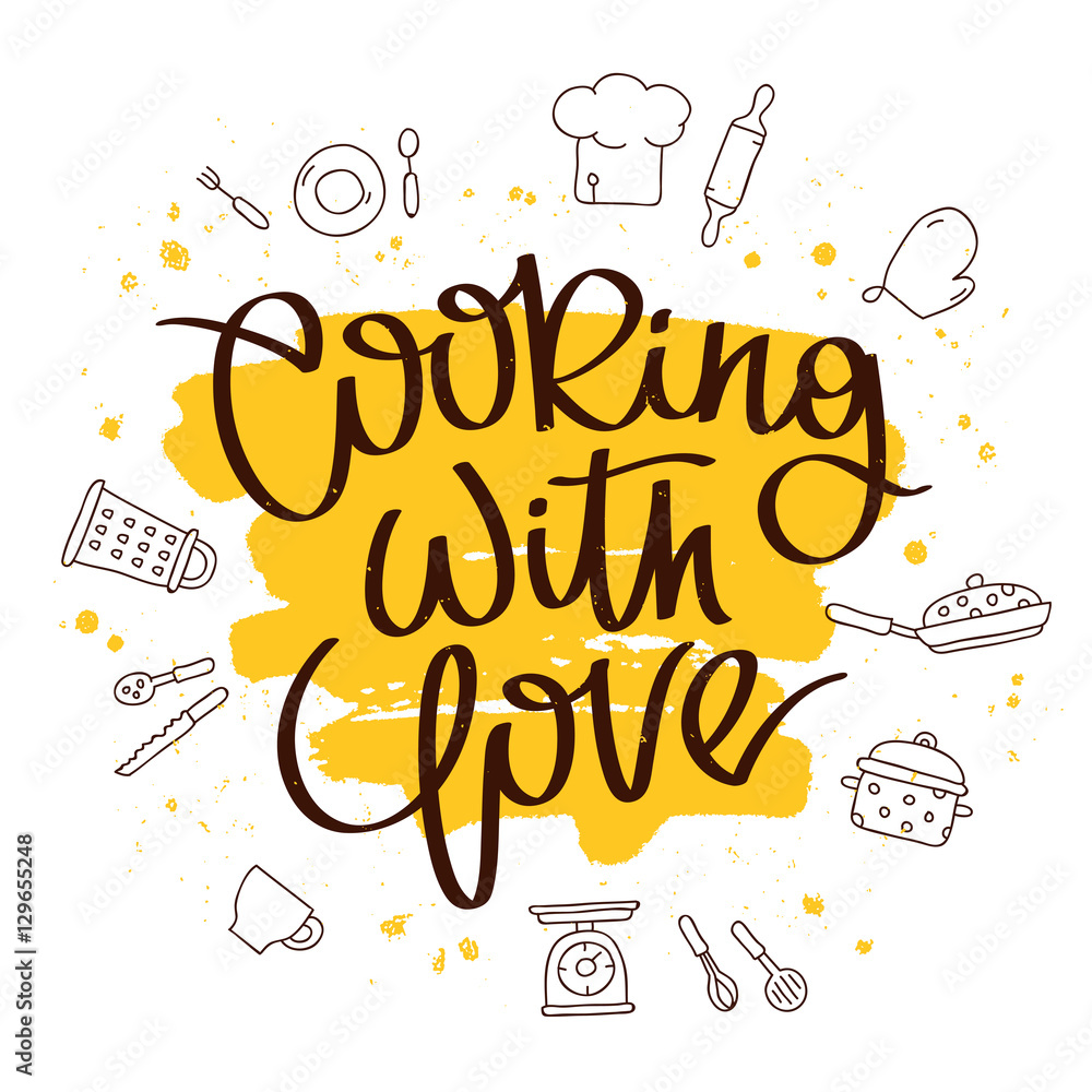Quote Cooking with love vector de Stock | Adobe Stock