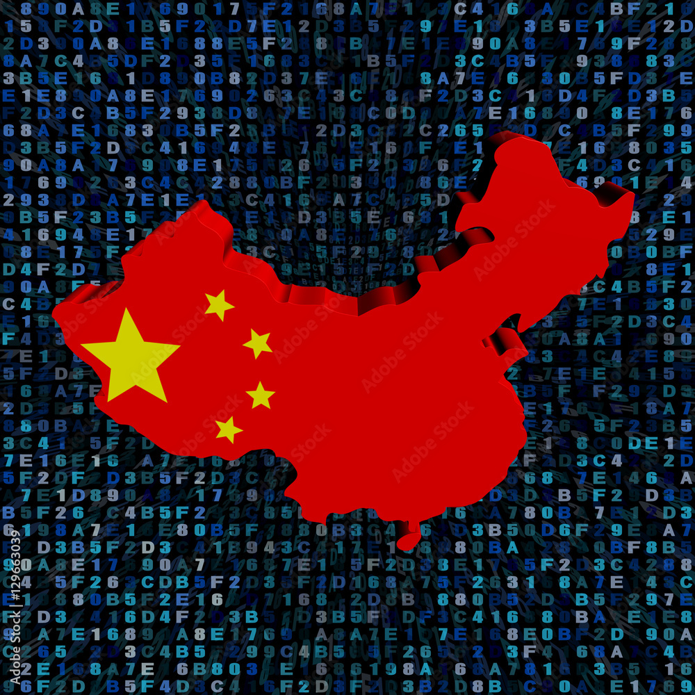 China map flag on hex code illustration Stock Illustration | Adobe Stock