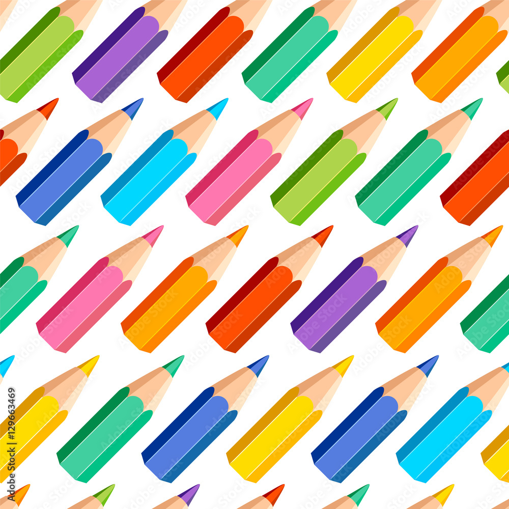 Seamless pattern of colored pencils Stock Vector | Adobe Stock