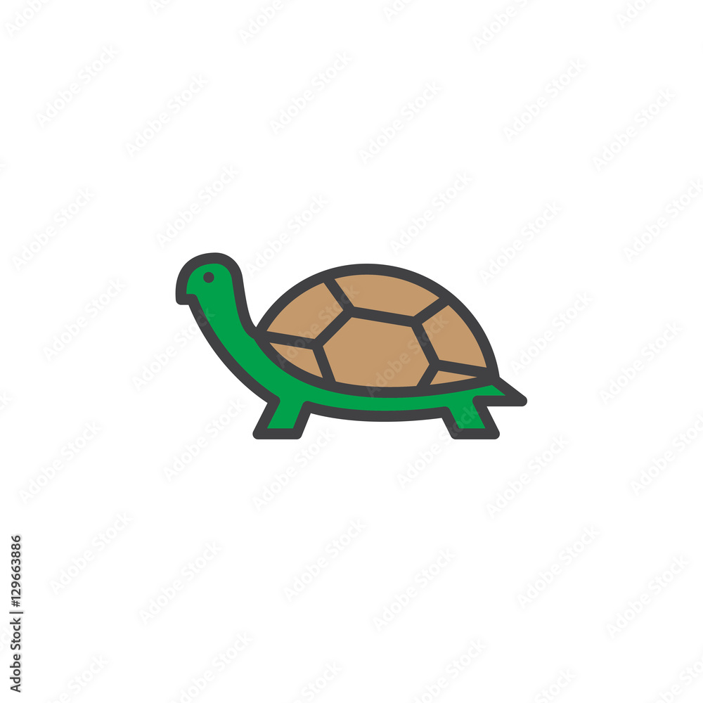 Turtle line icon, filled outline vector sign, linear colorful pictogram ...