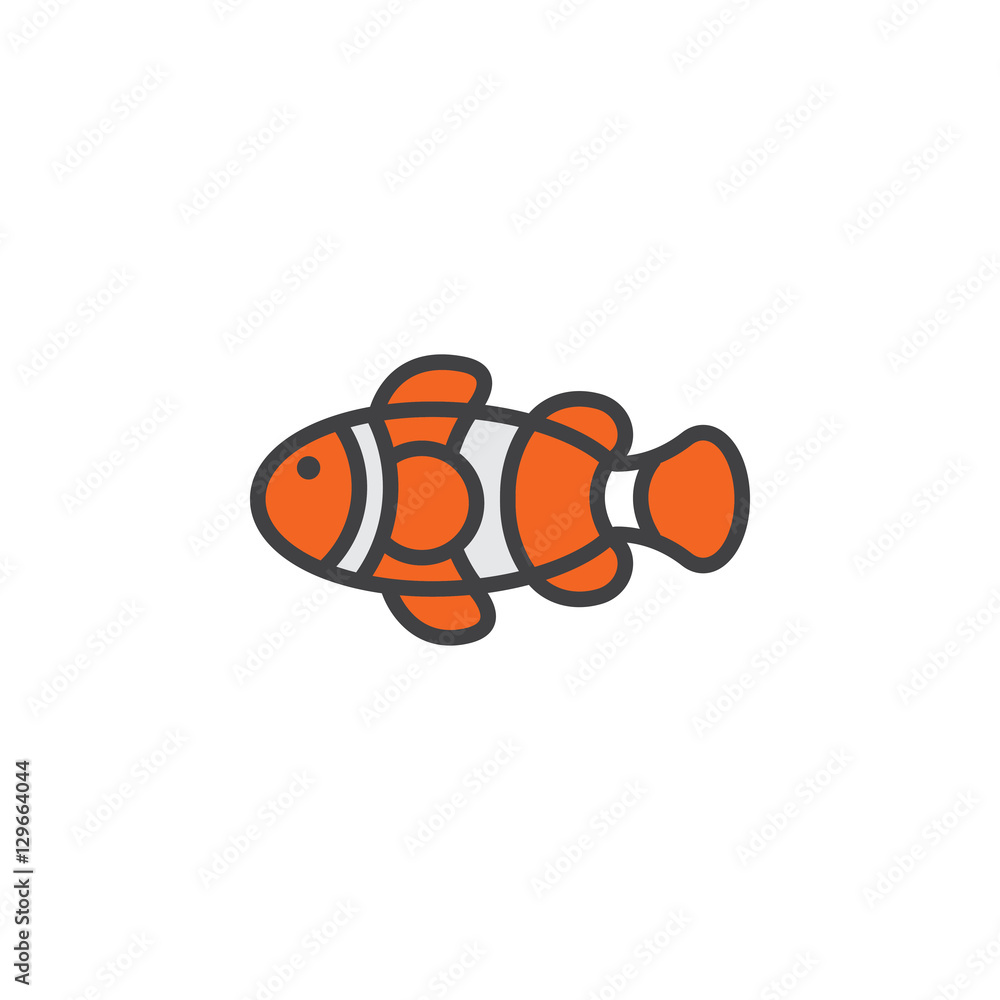 Clown Fish line icon, filled outline vector sign, linear colorful ...