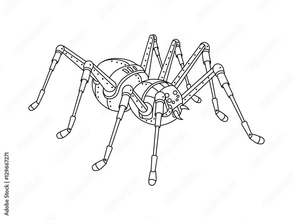 Steampunk style spider coloring book vector Stock Vector | Adobe Stock