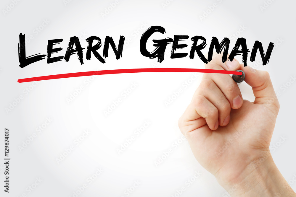Hand writing Learn German with marker, concept background Stock Photo ...