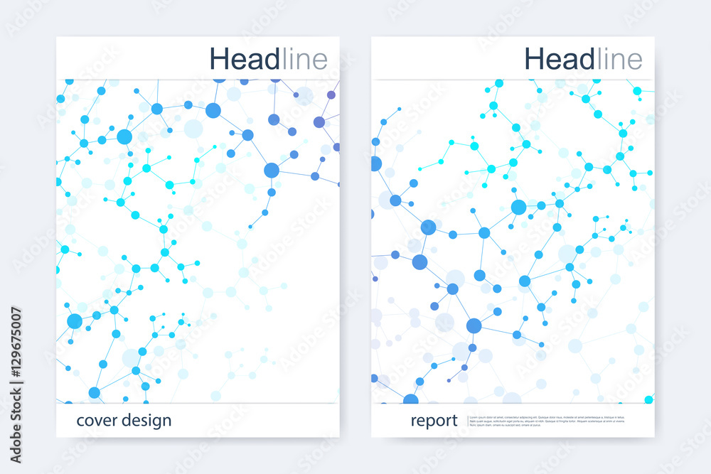Scientific brochure design template. Vector flyer layout, Molecular ...