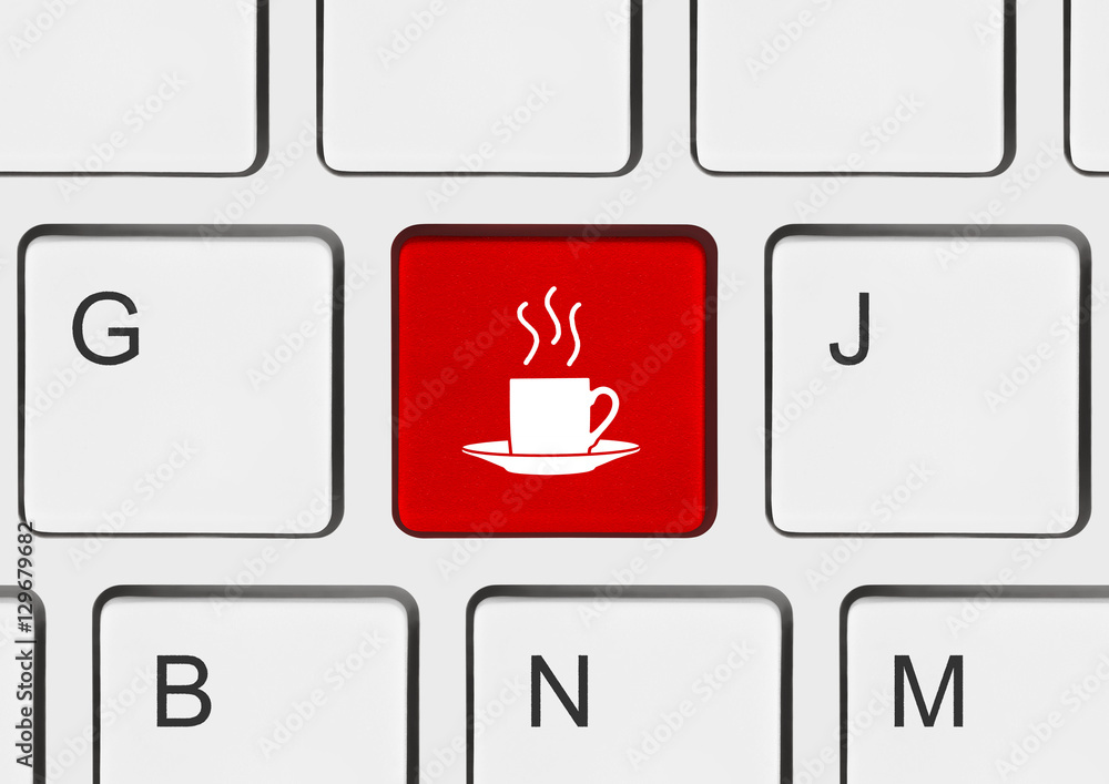Computer keyboard with coffee key Stock-Foto | Adobe Stock