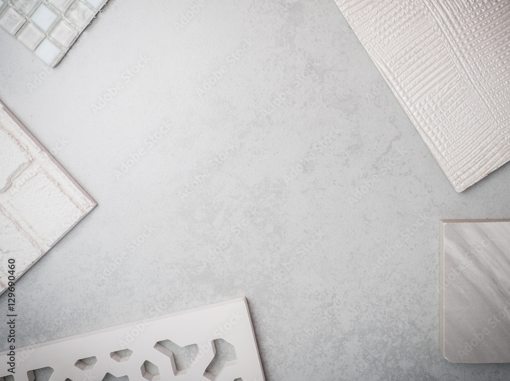 Samples of material on white background. interior design select ...
