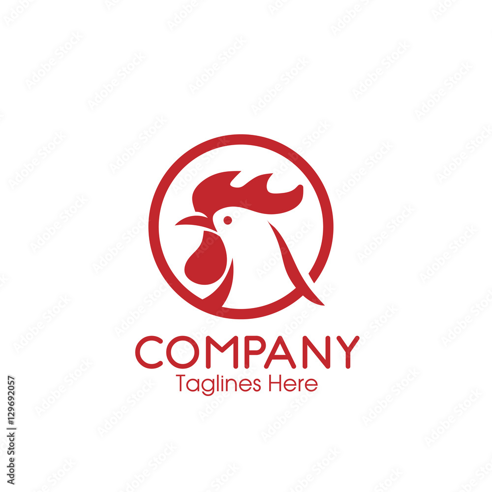 roosters icons. Chicken heads with circle logo vector. Design elements ...