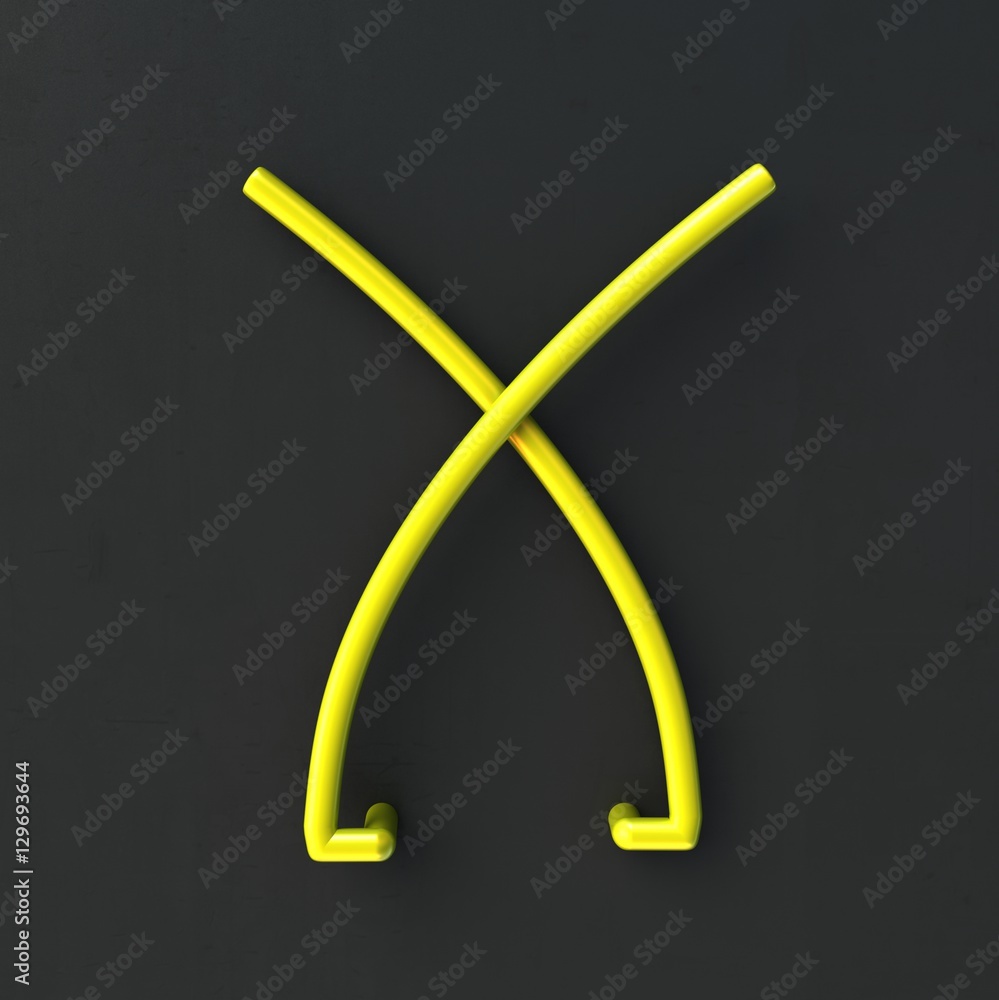 3d glowing Wire Neon Font with soft shadows on dark background. Letter ...