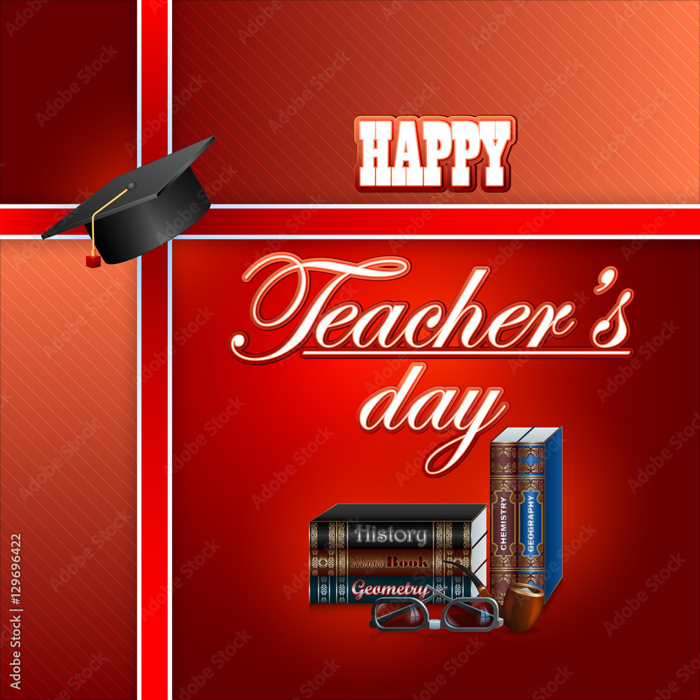 Abstract, design background with 3d text and textbooks, graduation cap ...