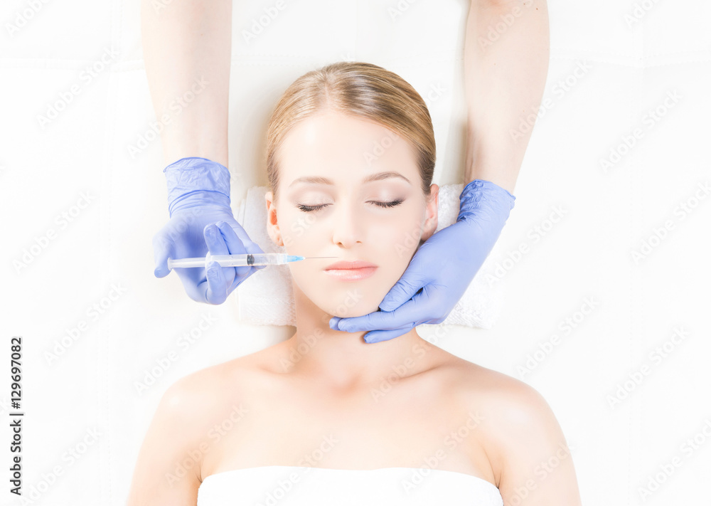 Portrait of a young woman on a face surgery Stock Photo | Adobe Stock